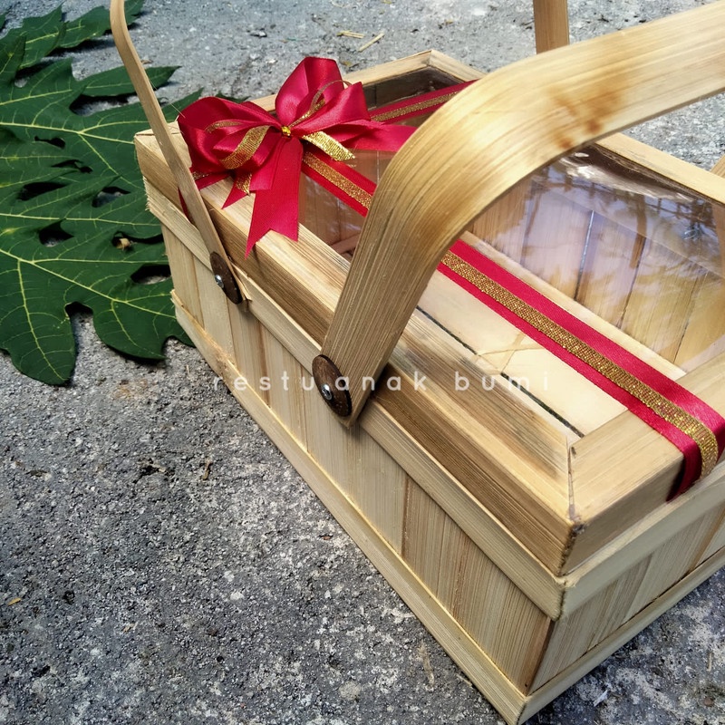 Jual kemasan hantaran Keranjang Bambu Parcel Flat 30x20/hantaran ...