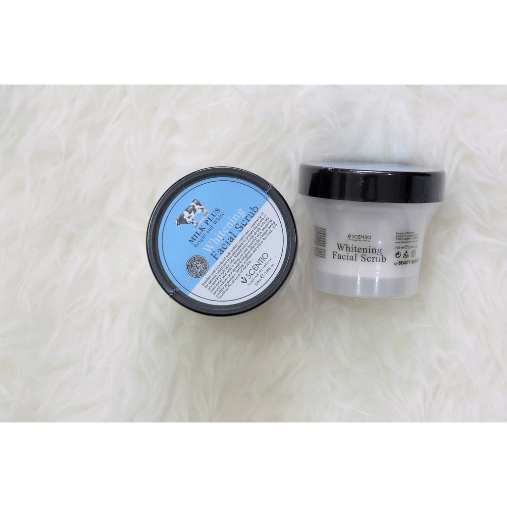 Jual SCENTIO Milk Plus Whitening Q10 Facial Scrub BEAUTY BUFFET ORI ...
