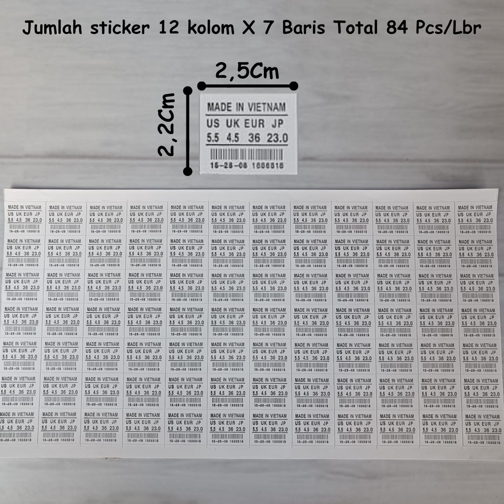 Jual Perlengkapan Sepatu Label Size Sticker Sepatu dan Tag, Sertifikat ...