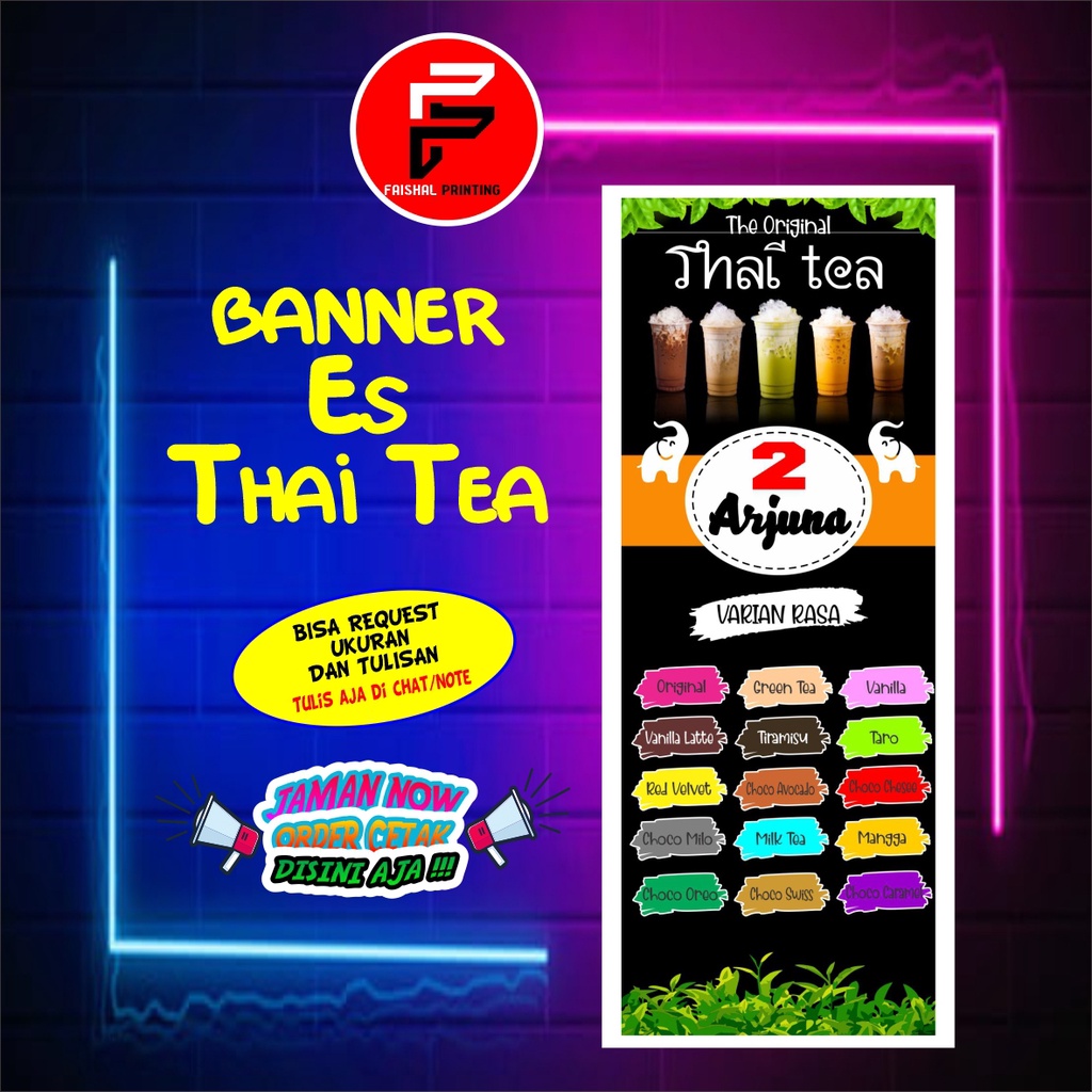 Jual Banner Thai Tea / Spanduk Thaitea / Banner Minuman Es / Spanduk Kustom Ukuran 0.6 x 1.6 ...