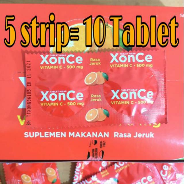 Jual Xon - Ce Vitamin C 5 Strip/5 Lembar (isi 10 tablet) | Shopee Indonesia