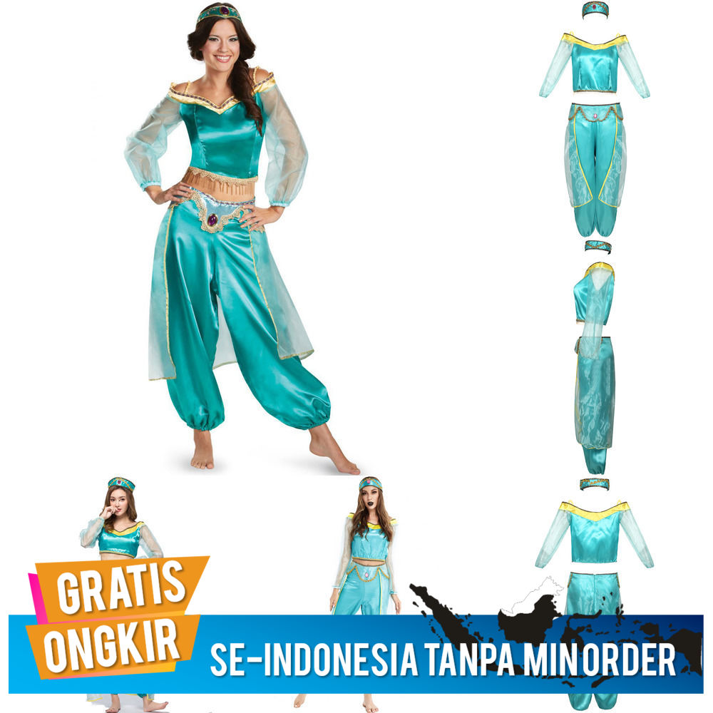 Jual Kostum Halloween M-xxl SERAGAM Aladdin seksi Jasmine gaun putri ...