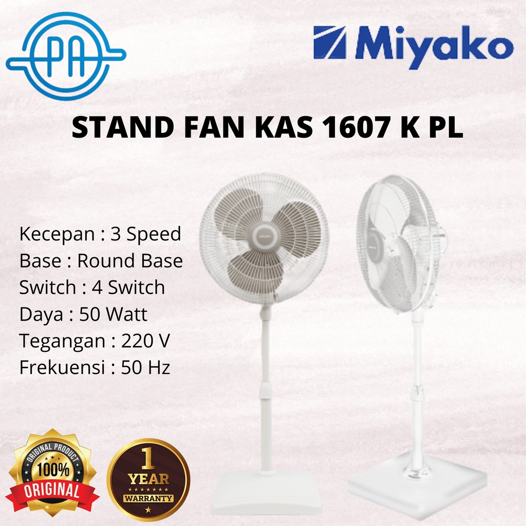 Jual KIPAS ANGIN MIYAKO KAS 1607K PL / KAS1607KPL / KAS 1607KPL STAND FAN 16INCH | Shopee Indonesia