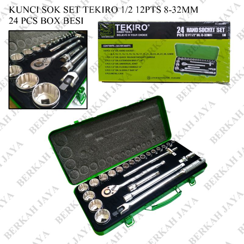 Jual TEKIRO Kunci Sok Set 6pts / 12pts handle 1/2 inch 8-32mm Socket ...