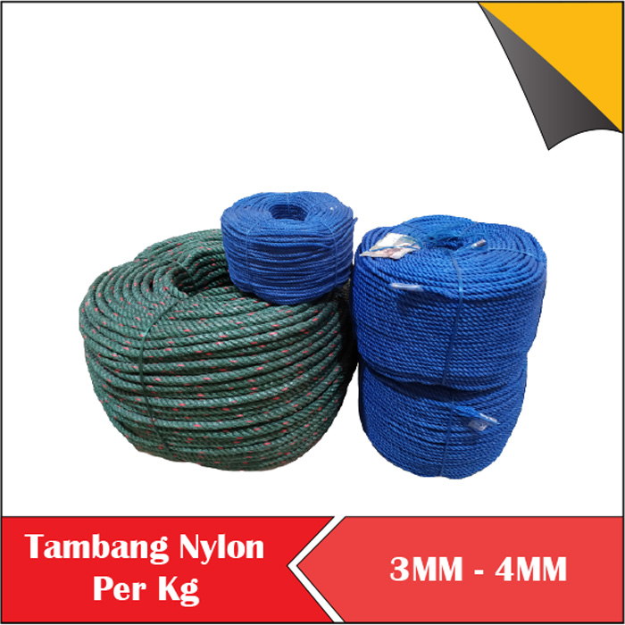 Jual TALI TAMBANG NYLON NILON PLASTIK 3MM - 4MM PER KG | Shopee Indonesia