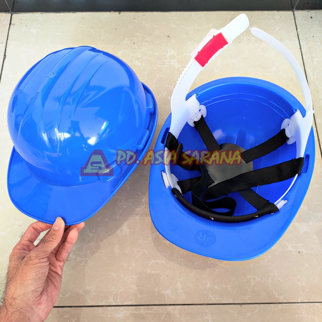 Jual [Biru] Safety Helmet Full Set / Helm Proyek Helem Bangunan Tali ...