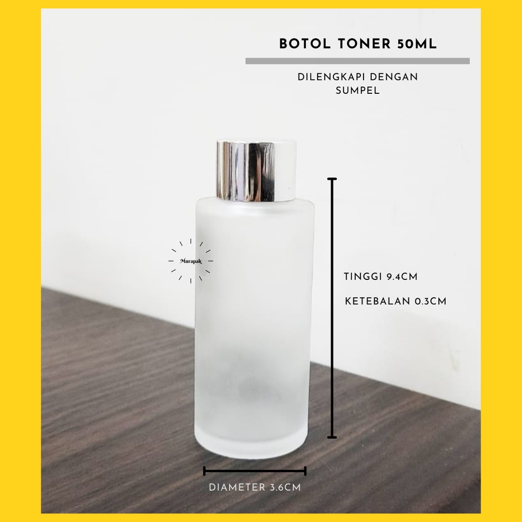 Jual BOTOL TONER 50ML KACA FROSTED TEBAL / Toner Frosted Flat Shoulder ...