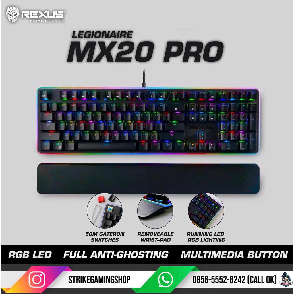 Jual REXUS LEGIONARE MX20 PRO RGB MECHANICAL GAMING KEYBOARD | Shopee ...