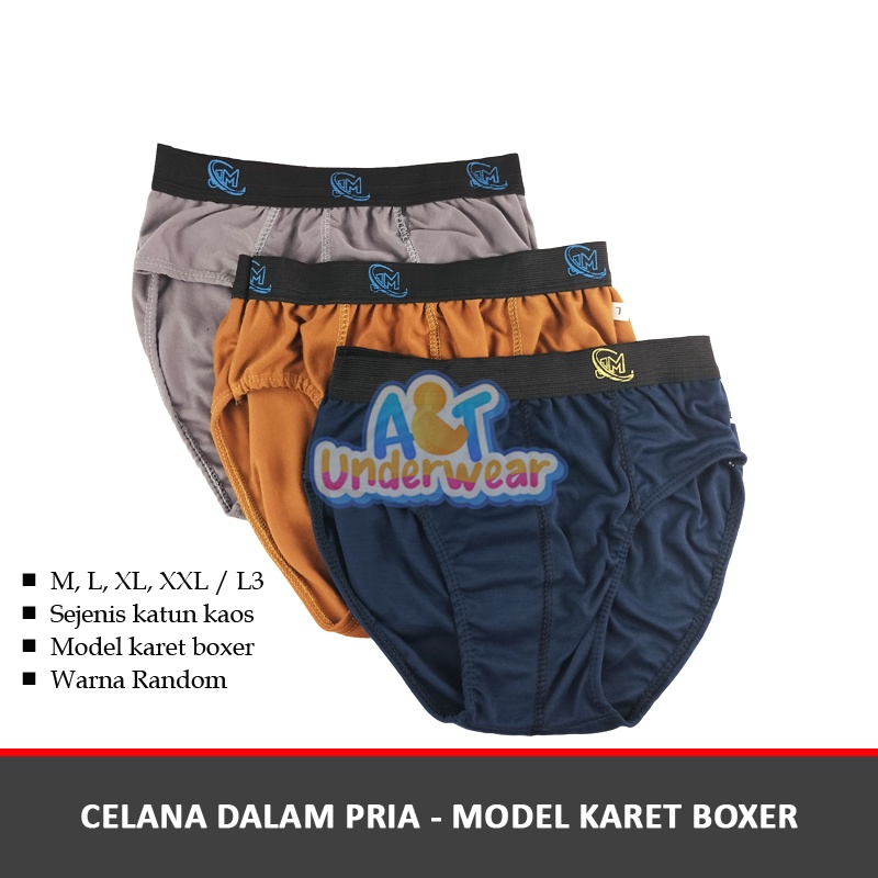 Jual AT157-3 PCS CD Segitiga Pria Boxer GBL/Celana dalam boxer ukuran ...