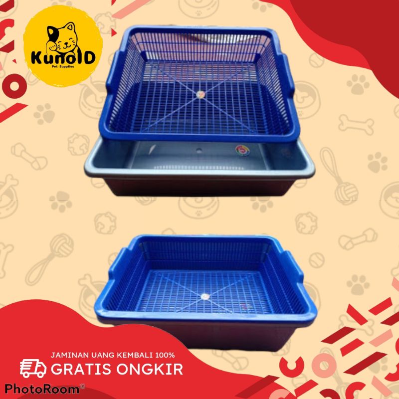 Jual Litter Box Wood Pellet 2 IN 1 baskom segi dan filter saringan ...