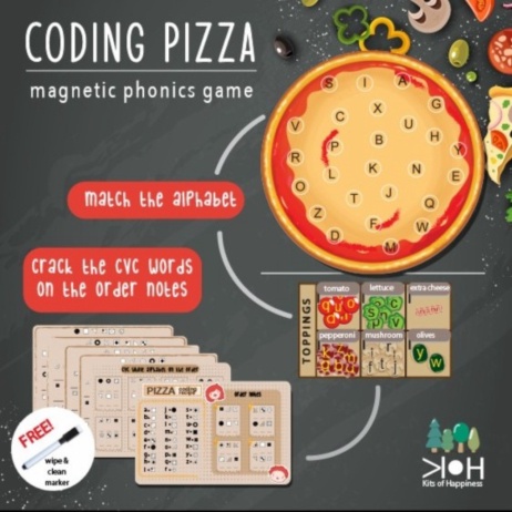 Jual pizza coding for kids magnetic wipe n clean anak montessori ...