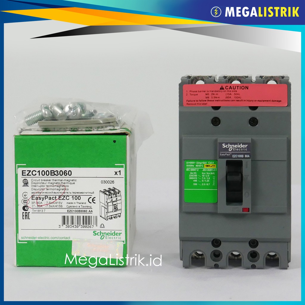Jual SCHNEIDER MCCB 3P 60A / NFB / EZC EASYPACT BREAKER EZC100B3060 ...