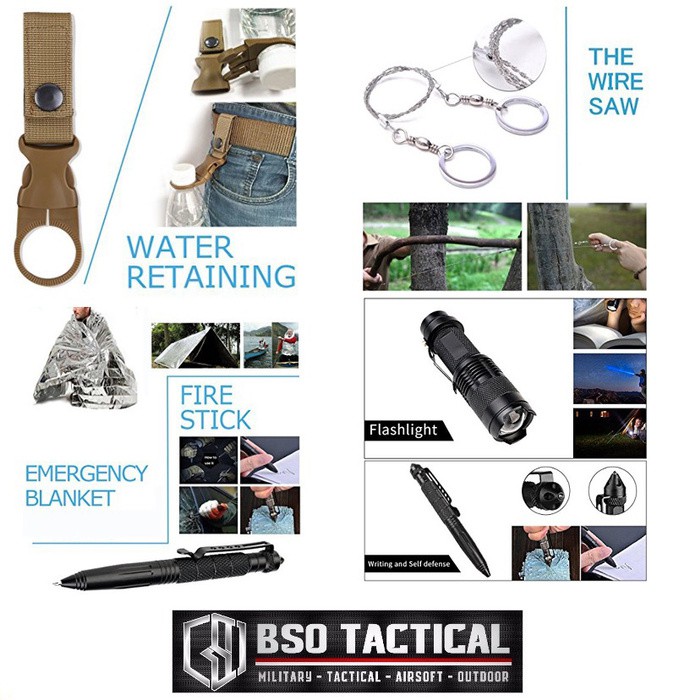 Jual Flash Sale - Survival Kit 11 In 1 Multifunctional First Aid Sos Tactical Tools Edc | Shopee ...