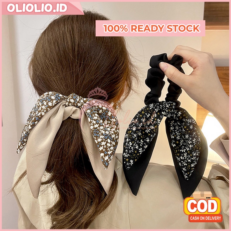 Jual Ikat Rambut Scrunchie Korea Perempuan Dewasa Model Pita Motif ...