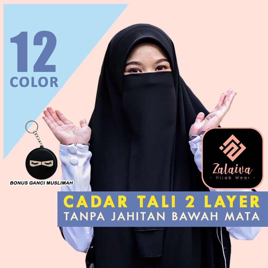 Jual Cadar Tali 2 Layer Siffon Ceruty Babydoll Niqab Niqob Tanpa Jahitan Bawah Mata | Shopee ...