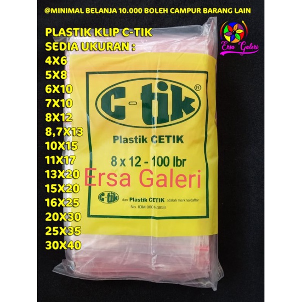 Jual Isi 100 Plastik klip 8x12 plastik cetik 8x12 plastik c-tik 8x12 ...