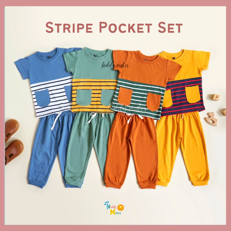 Jual STRIPE POCKET SET | BAJU MAIN SETELAN PANJANG ANAK UNISEX MOTIF ...