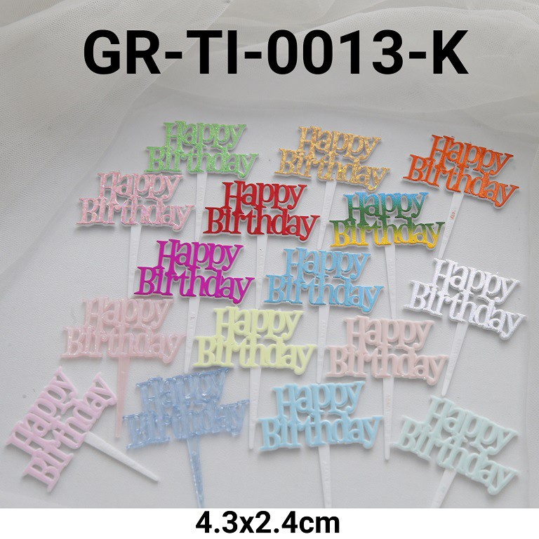 Jual GR-TI-0013-K CAKE TOPPER CUPCAKE TULISAN PLASTIK MINI HAPPY ...