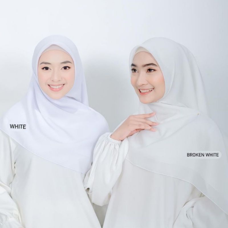 Jual Hijab Pollycoton Hijab Square ( Putih bersih/Putih ) Hijab warna ...