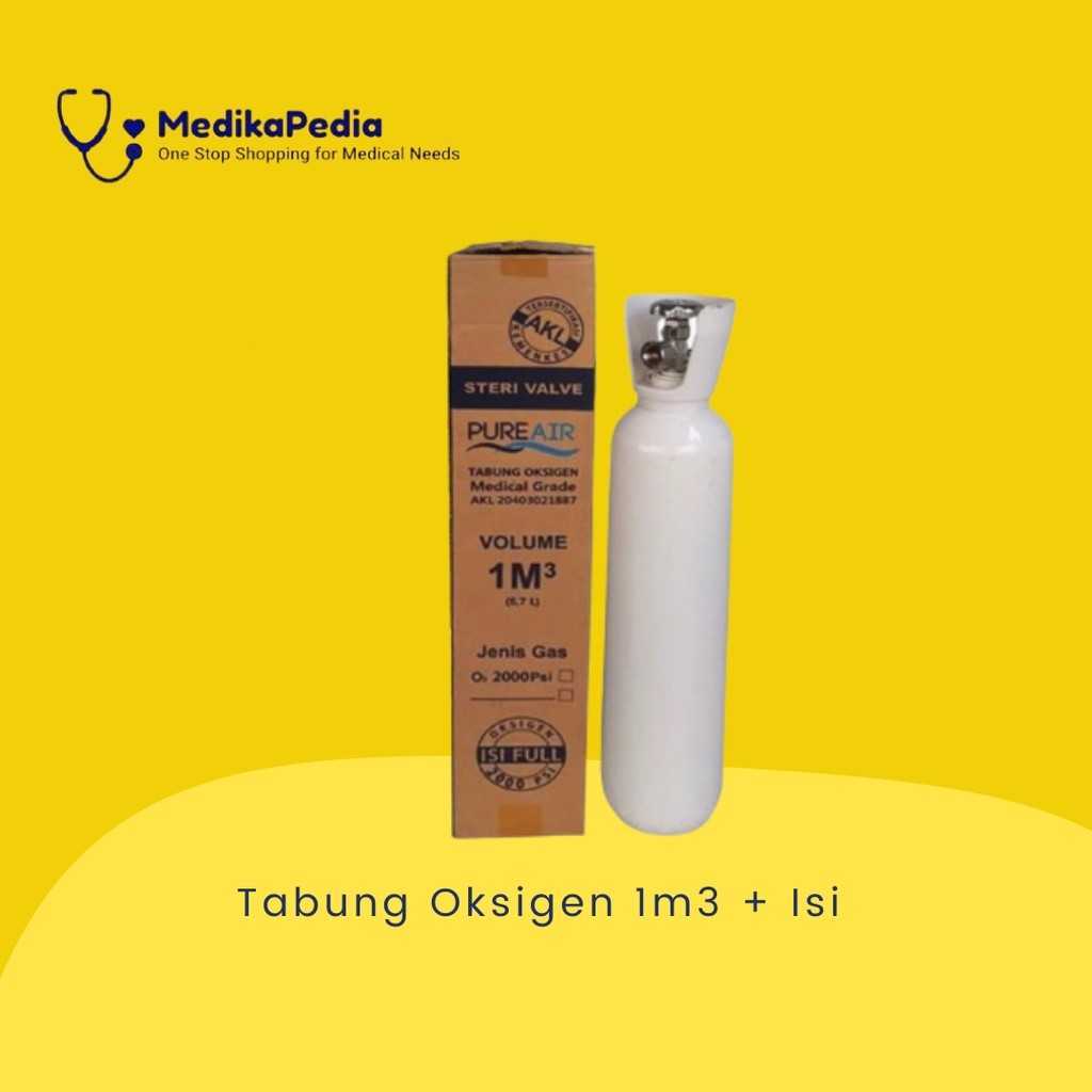 Jual Tabung Oksigen 1m3 + Isi Oksigen + Regulator + Selang + Troli Onehealth / Oksigen Medis ...