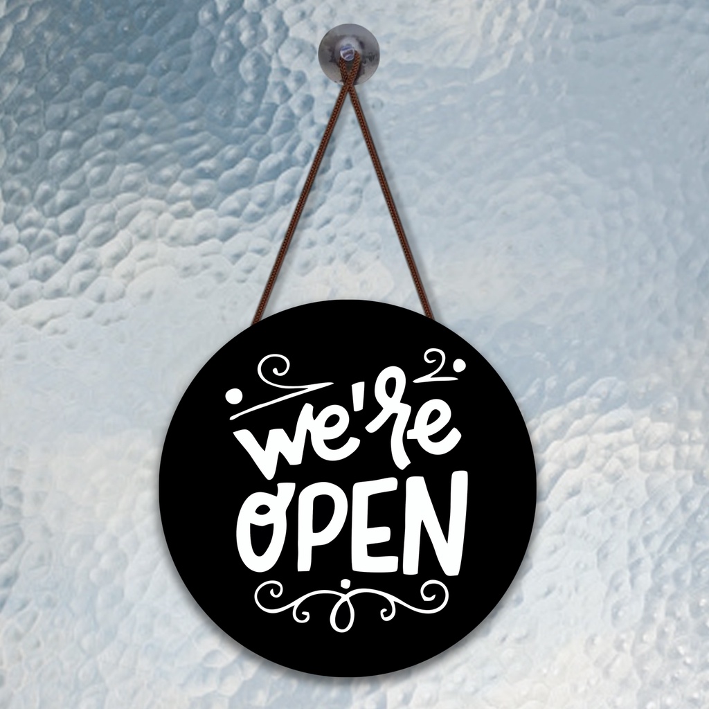 Jual open close sign board mdf bolak balik ukuran diameter 20cm ...