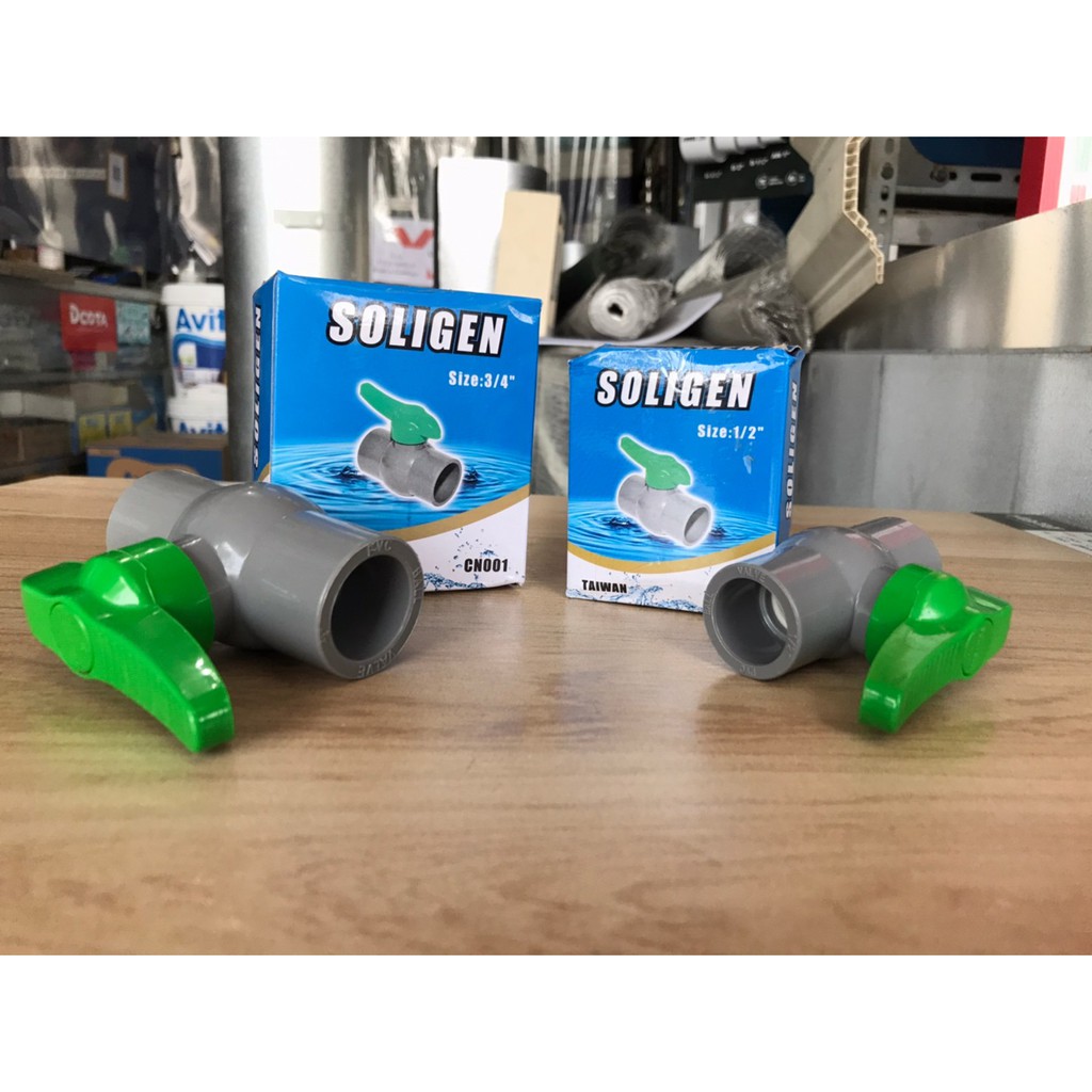 Jual Ball Valve PVC Soligen Ukuran 1/2" dan 3/4" | Shopee Indonesia