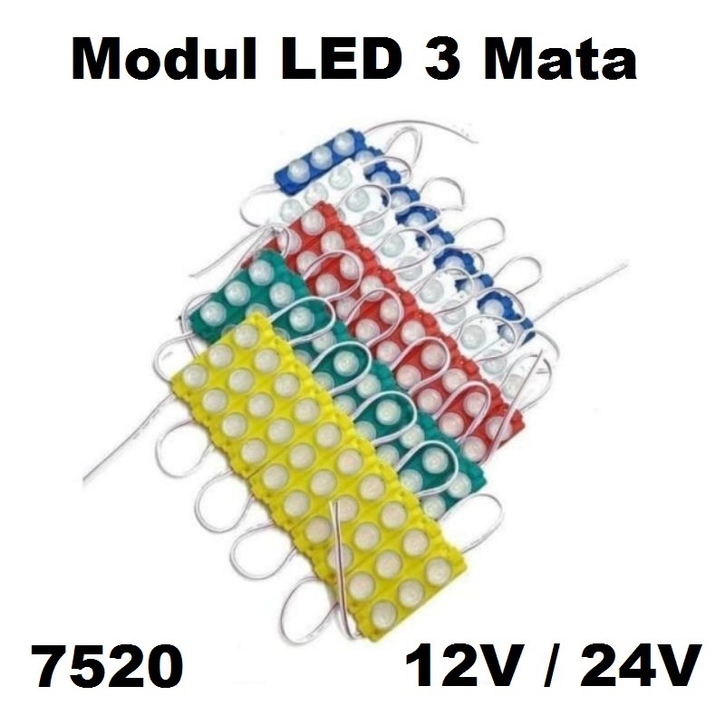 Jual Modul Lampu LED 3 Mata Besar 3W 12Volt 24Volt Waterproof 12V 24V ...