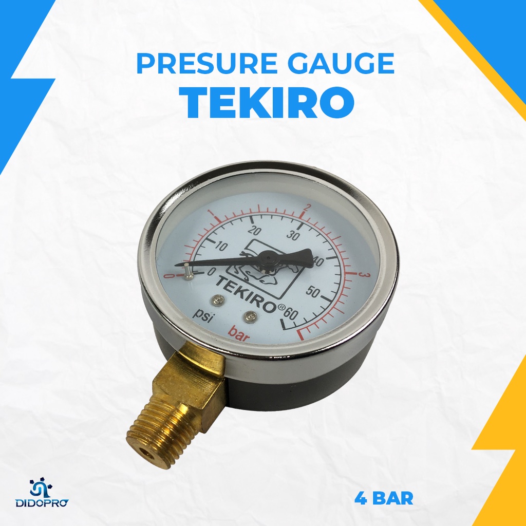 Jual Preassure Gauge (Ukur Tekanan 2.5") 4 BAR 10 BAR TEKIRO | Shopee ...