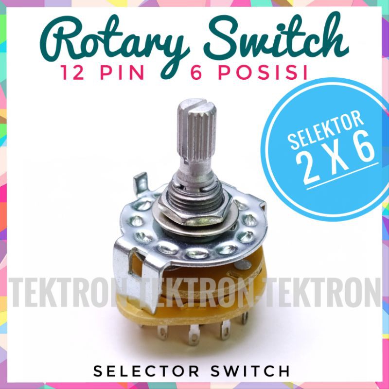 Jual Rotary Selector Switch 12pin 2x6 Rotari Selektor 6 posisi 2 pole ...