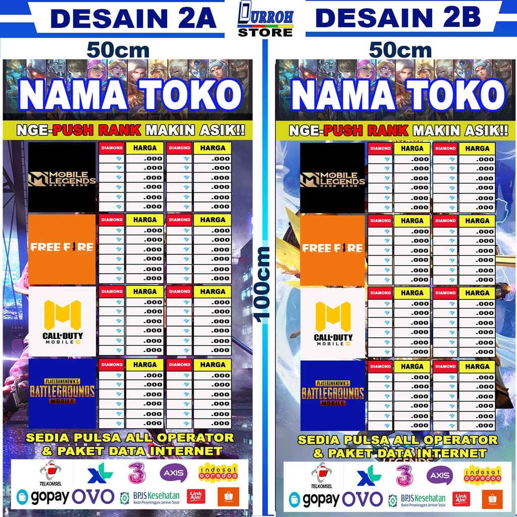 Jual Spanduk Banner Usaha Tabel Harga Top Up Game Online | Shopee Indonesia