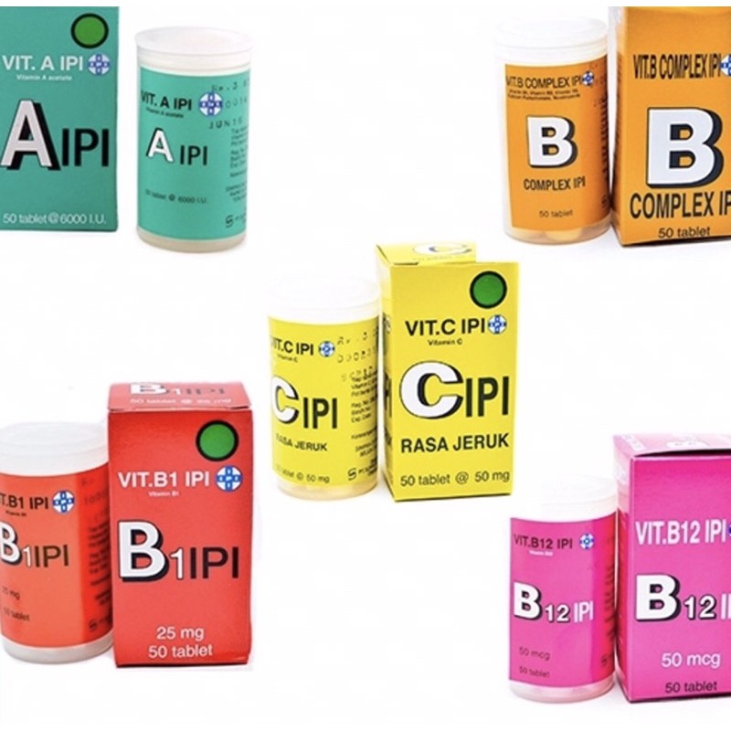 Jual Vitamin C IPI | A IPI | B complex IPI | B1 IPI | B12 IPI kemasan botol isi 45 tablet hisap ...