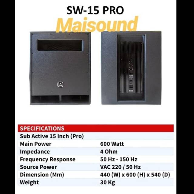 Jual SUBWOOFER WISDOM SW 15 PRO 15 INCH WISDOM SW15PRO SW 15 PRO ...