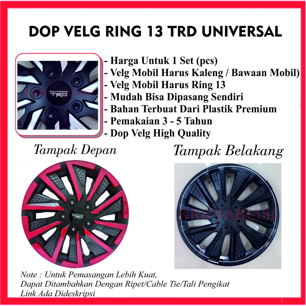 Jual Dop Velg Ring 13 Inch Model TRD Premium Velg / Cover Velg Ring 13 ...
