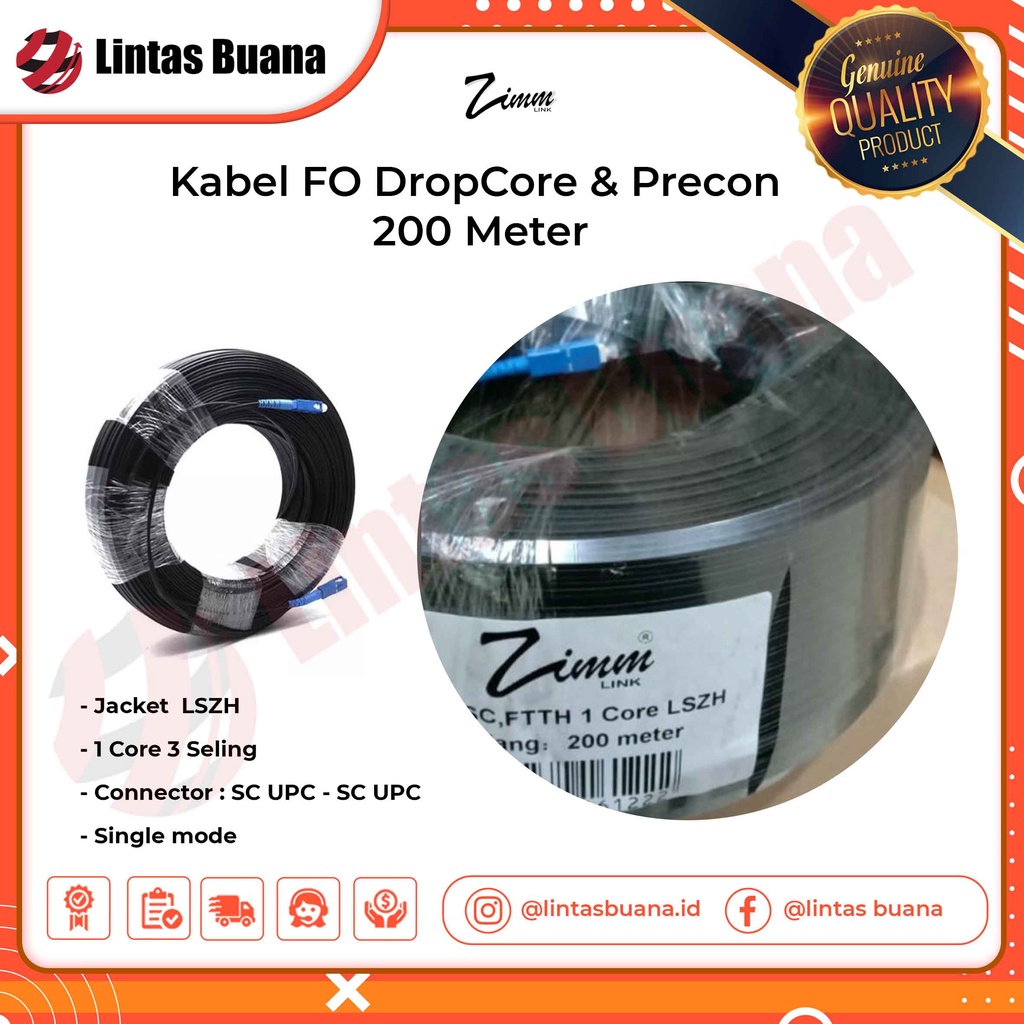 Jual Kabel Drop Core Fiber Optik/Kabel Precon FO 200 Meter | Shopee ...