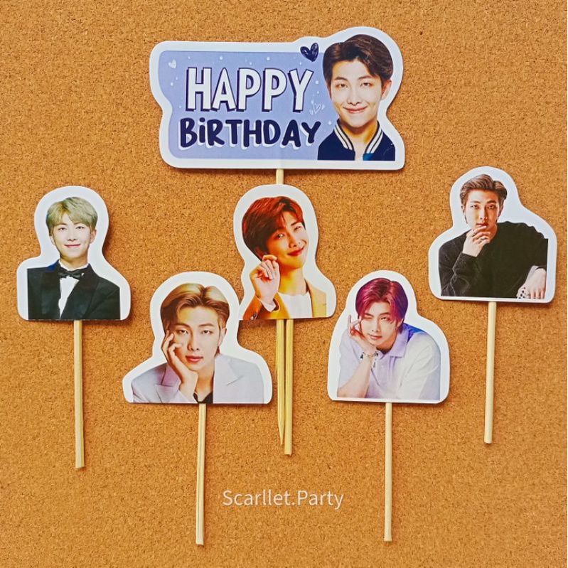 Jual TOPPER CAKE RM KIN NAMJOON BTS TUSUKAN KUE HIASAN HAPPY BIRTHDAY ...