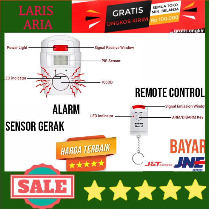 Jual ALARM REMOTE SENSOR GERAK ANTI MALING BUNYI NYARING AMAN REMOT ...