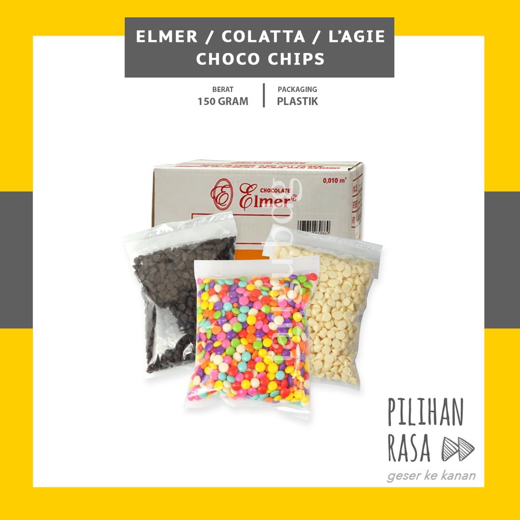 Jual CHOCOCHIPS DARK ELMER 150GR - CHOCO FLAKES SQUARE ELMER 100GR ...