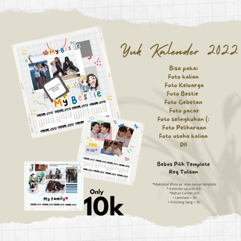 Jual PROMO Kalender 2022 Murah ukuran A3+ // Kalender 2022 costume ...