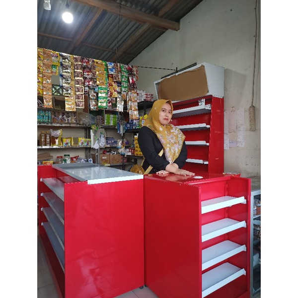 Jual meja kasir minimarket meja kasiran dan rak rokok rak backwall ...