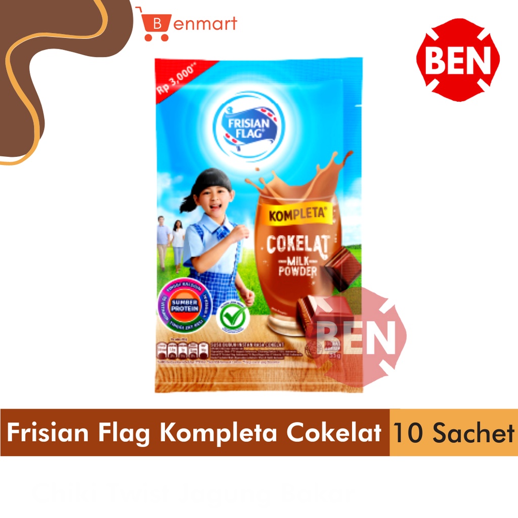 Jual Frisian Flag Kompleta Cokelat 1 Renceng 10 Sachet Pcs - Susu ...