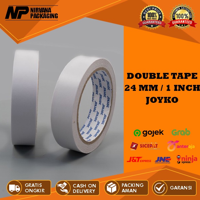 Jual DOUBLE TAPE DOBEL TIP 1 INCH 24 MM X 15 YARD JOYKO TAPE KUALITAS DAIMARU | Shopee Indonesia