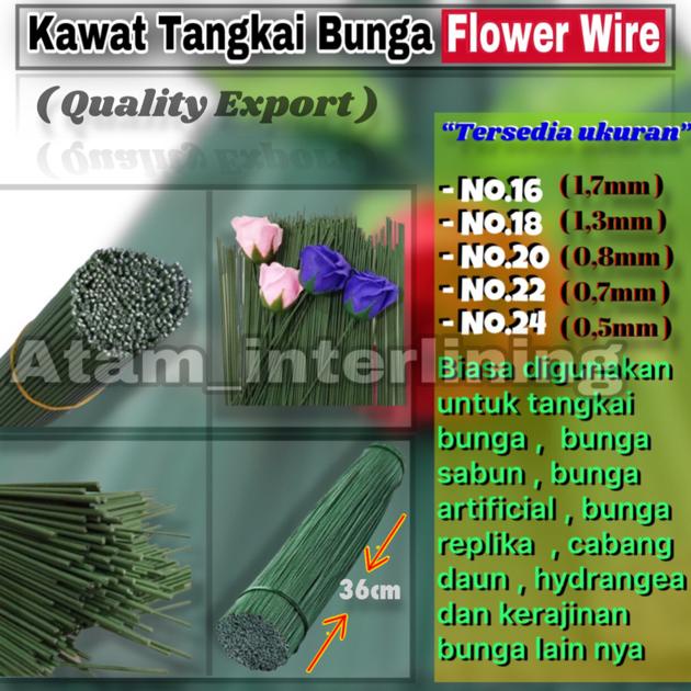 Jual Per 100gram | Kawat Tangkai Bunga Florist No.16 , 18 , 20 , 22 ...