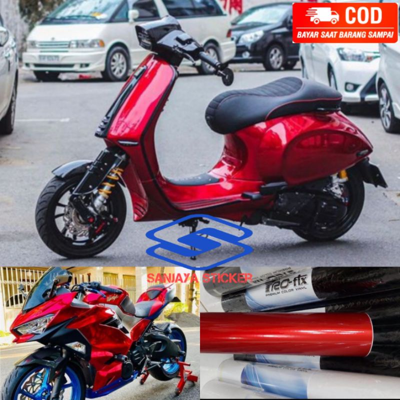 Jual Stiker skotlet merah chrome infinity super glossy Stiker motor ...
