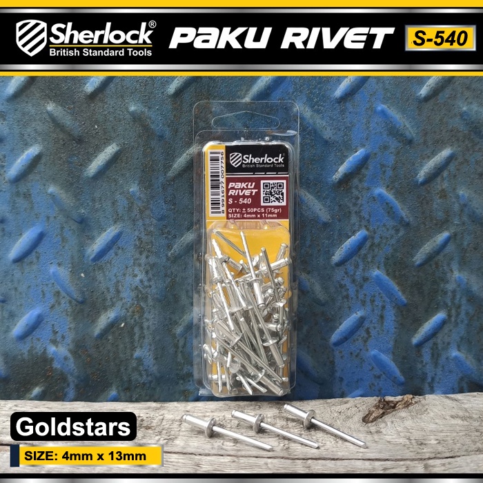 Jual Paku Rivet Sherlock S - 550 size 4 mm x 13 mm ( isi +/- 25 pcs ...