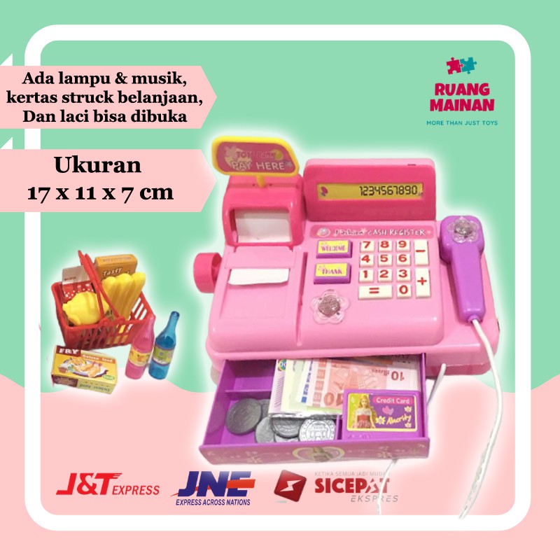 Jual MAINAN MESIN KASIR KASIRAN ANAK PEREMPUAN CEWEK PINK MURAH CASH ...