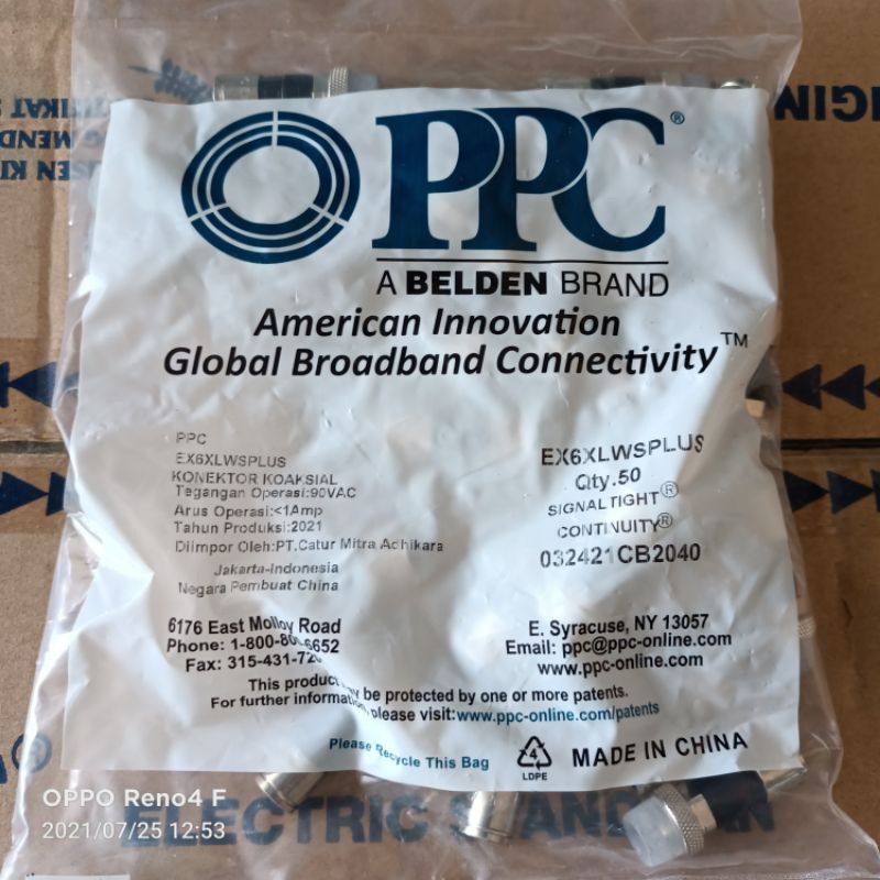 Jual KONEKTOR RG6 BELDEN PPC ORIGINAL (50PCS) | Shopee Indonesia