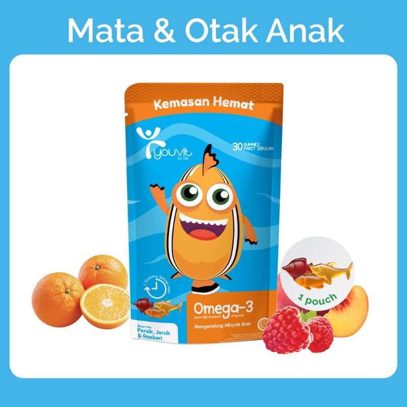 Jual YOUVIT KIDS OMEGA 3 MULTIVITAMIN ANAK ISI 60 / 30 / 7 GUMMY POUCH ...