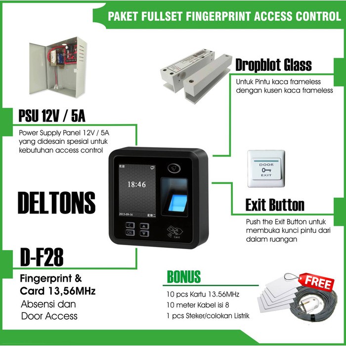 Jual Access Door Absensi Fingerprint Access Control Smart Lock Pintu ...