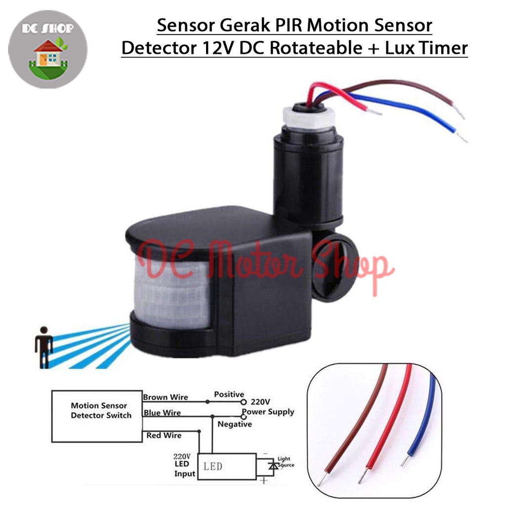 Jual Sensor Gerak PIR Motion Sensor Detector 12V DC Rotateable + Lux ...