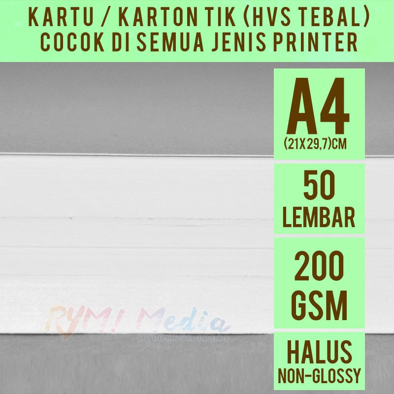 Jual Kertas Kartu TIK 200 gsm A4 isi 50 lembar - Kertas HVS Tebal ...